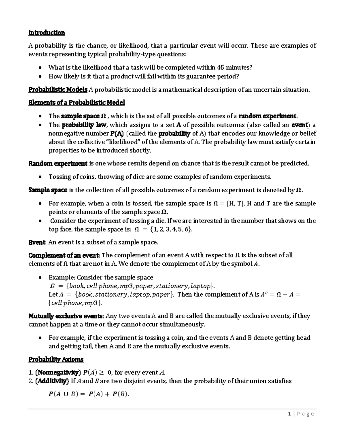 2 - statistics for engineering - Introduction A probability is the ...