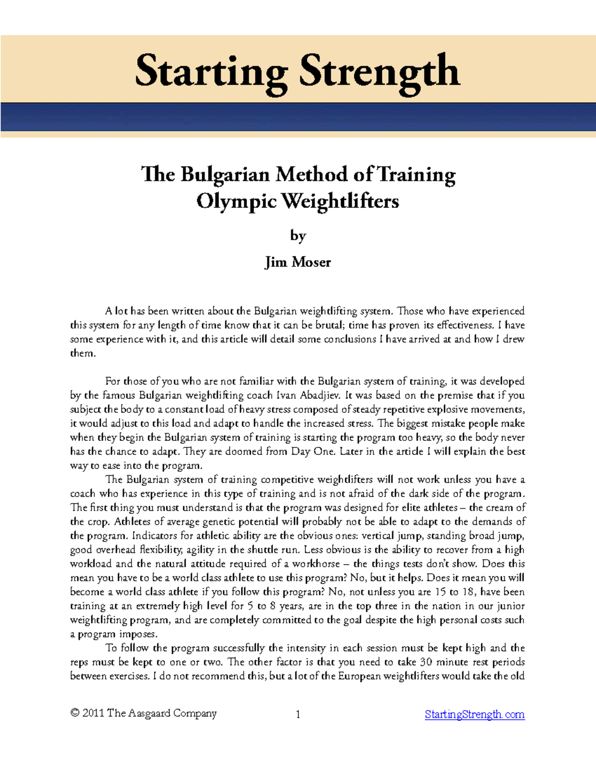 Bulgarian training moser - Starting Strength The Bulgarian Method of ...