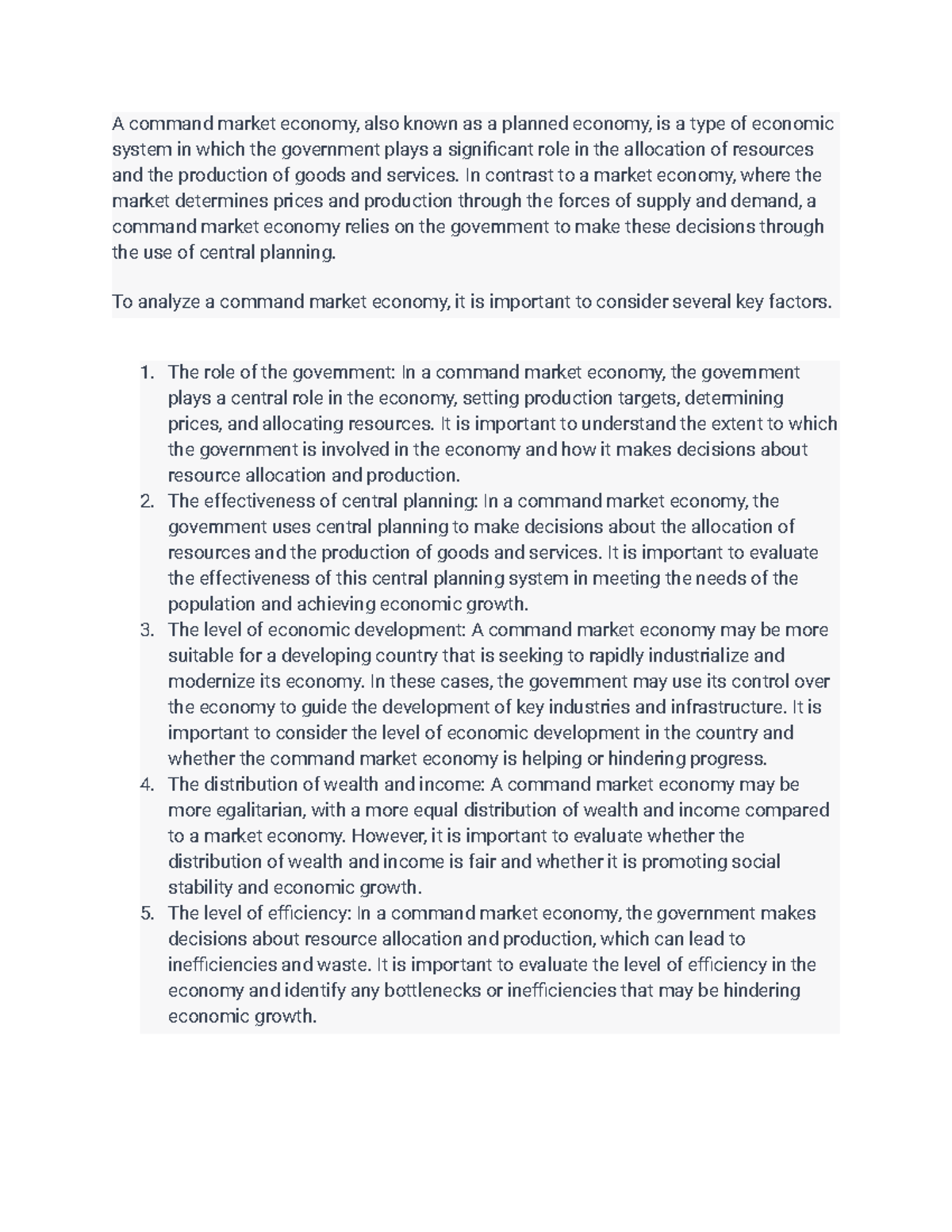 Command Market Notes - A command market economy, also known as a ...