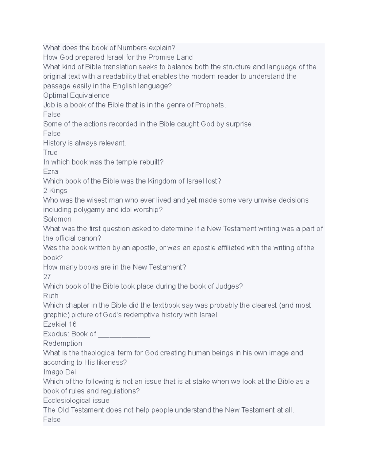 Bible 110 notes, professor storey - What does the book of Numbers ...