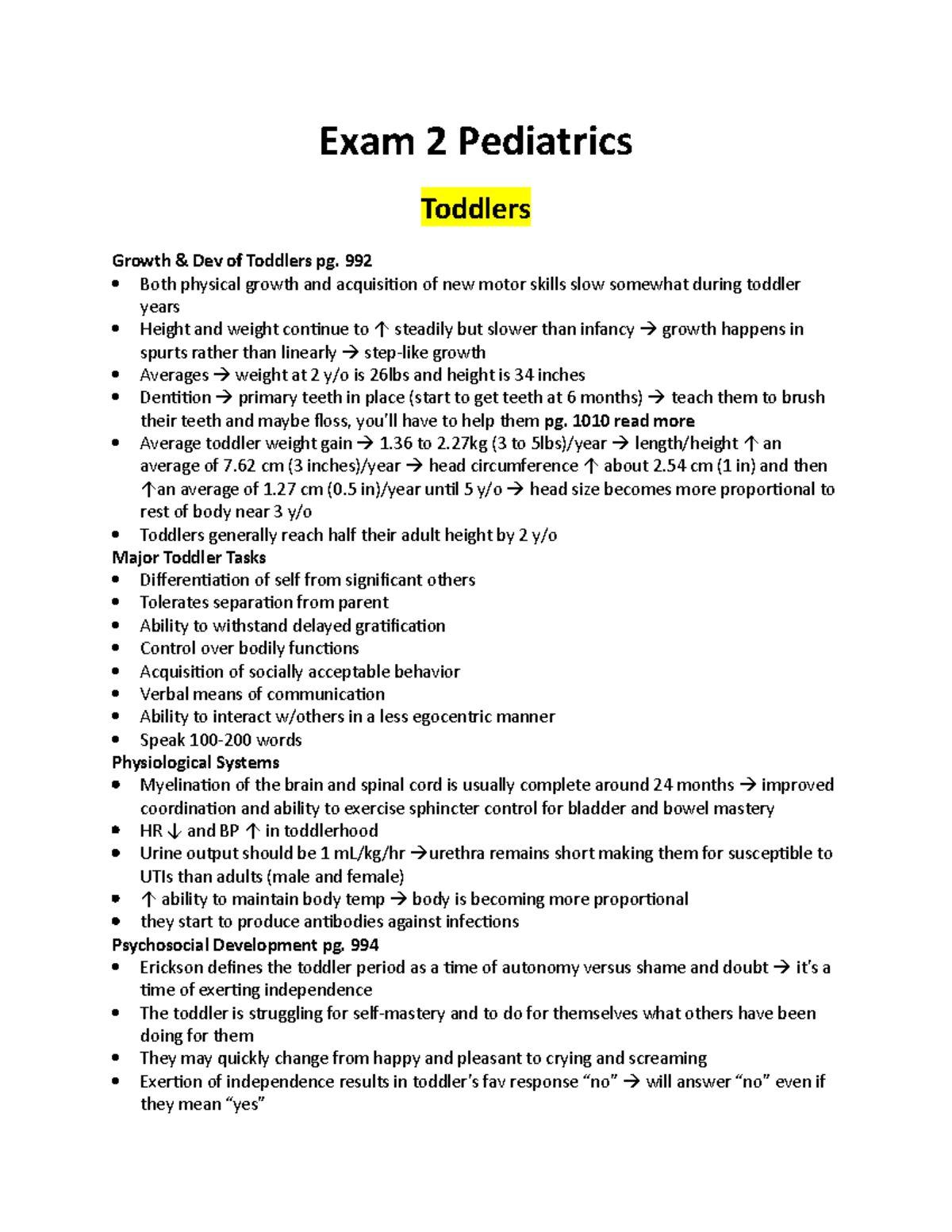Exam 2 - Professor Lewis, Pediatric Exam 2 Notes - Exam 2 Pediatrics ...