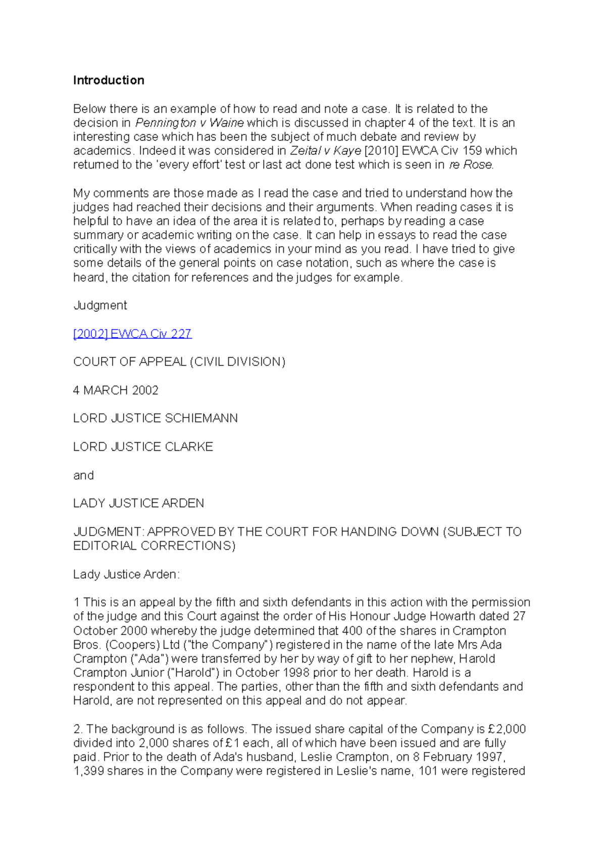 Case notes annotation - Introduction Below there is an example of how ...