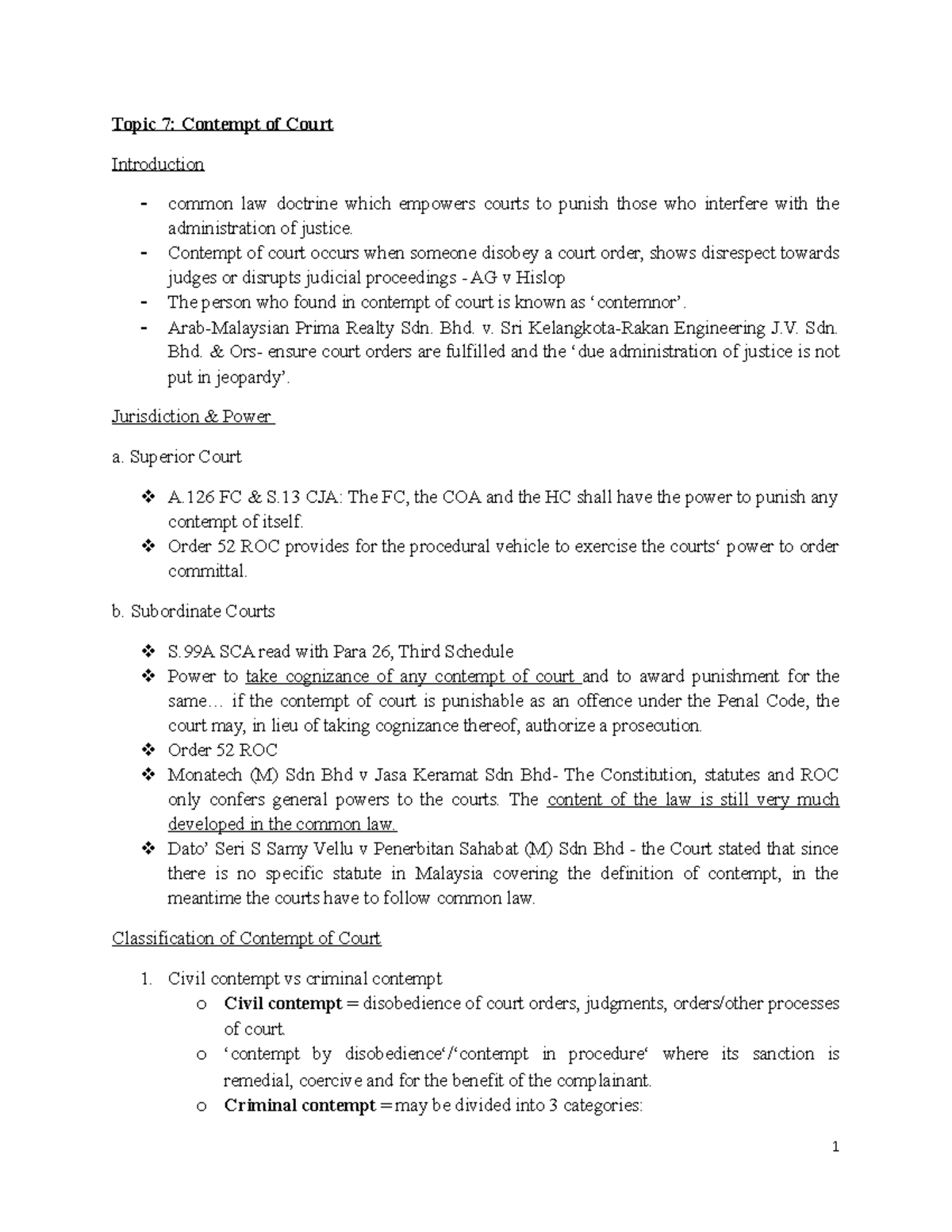 Contempt of courtContempt of Court - Topic 7: Contempt of Court ...