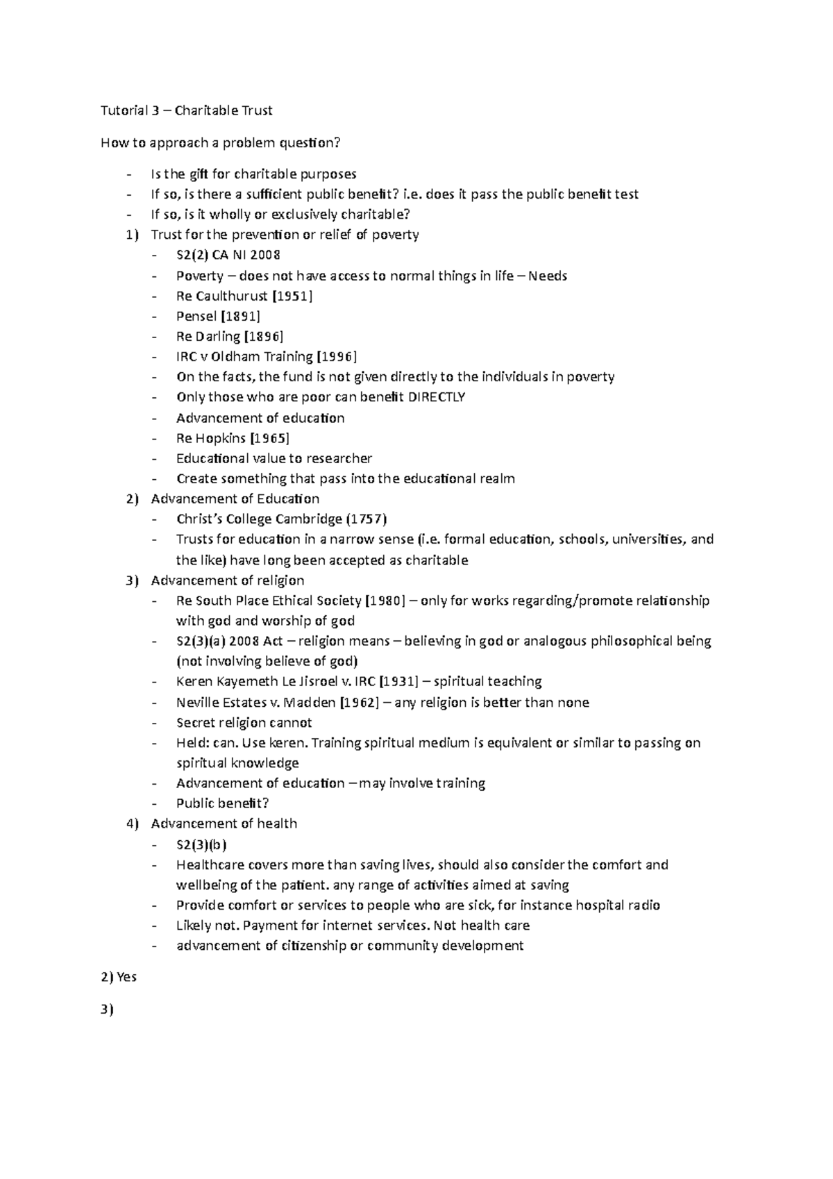 Equity T3 - Tutorial 3 – Charitable Trust How to approach a problem ...