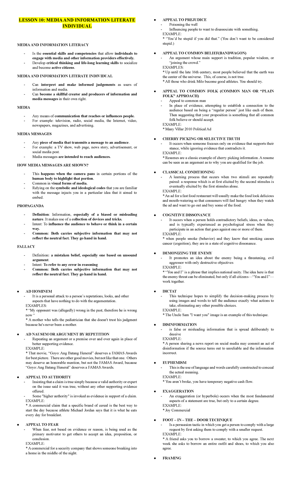 Lesson-10-MIL - MIL lesson 10 - LESSON 10: MEDIA AND INFORMATION ...