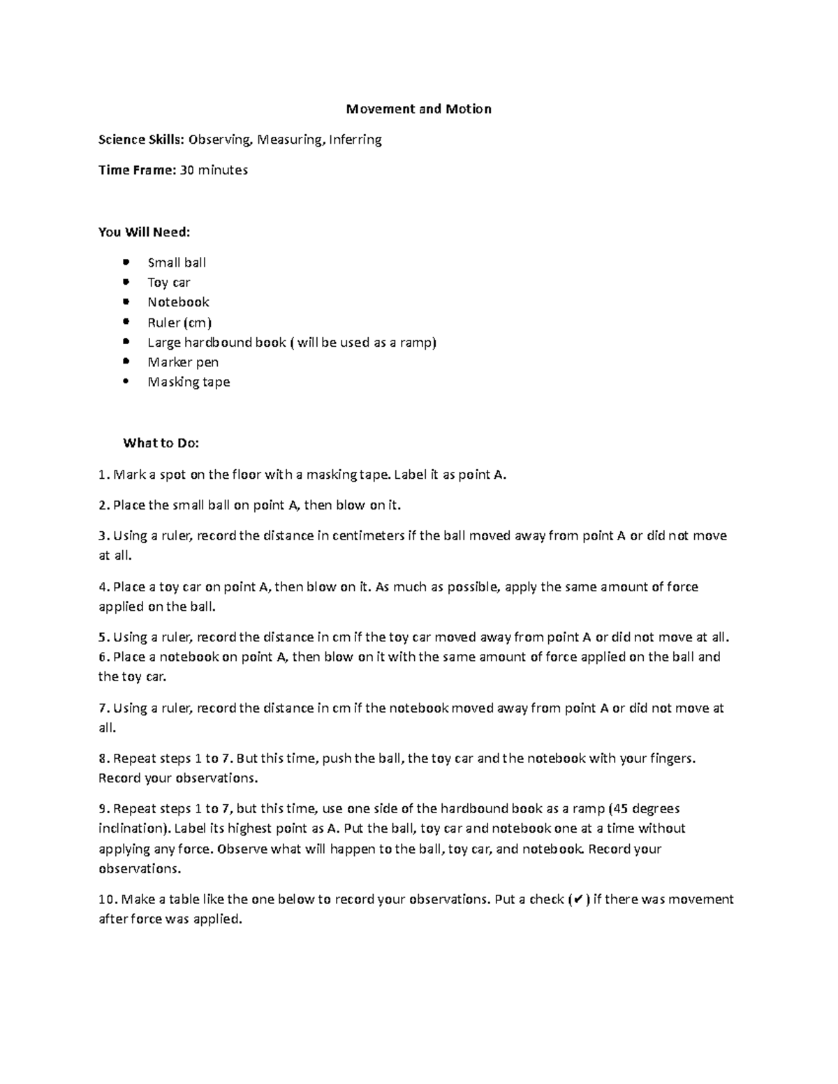 Lesson Exemplar- UNLI RICE - Movement and Motion Science Skills ...