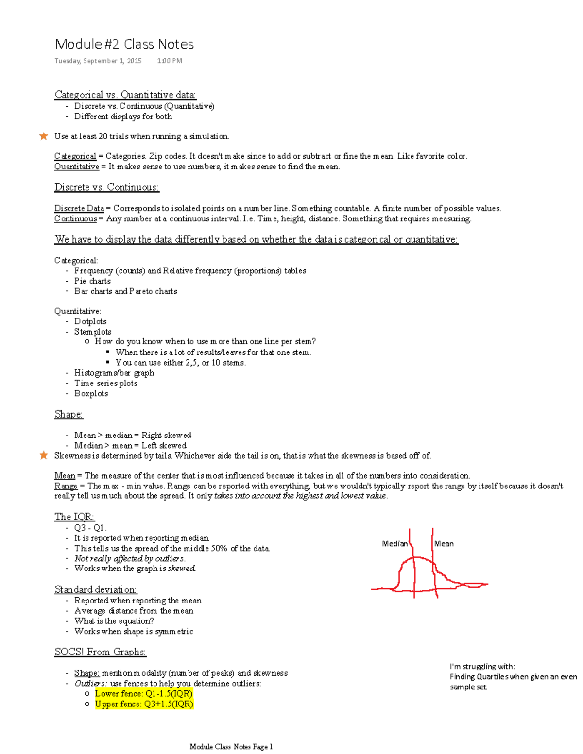 STA261 Module 2 Notes - Discrete vs. Continuous (Quantitative ...