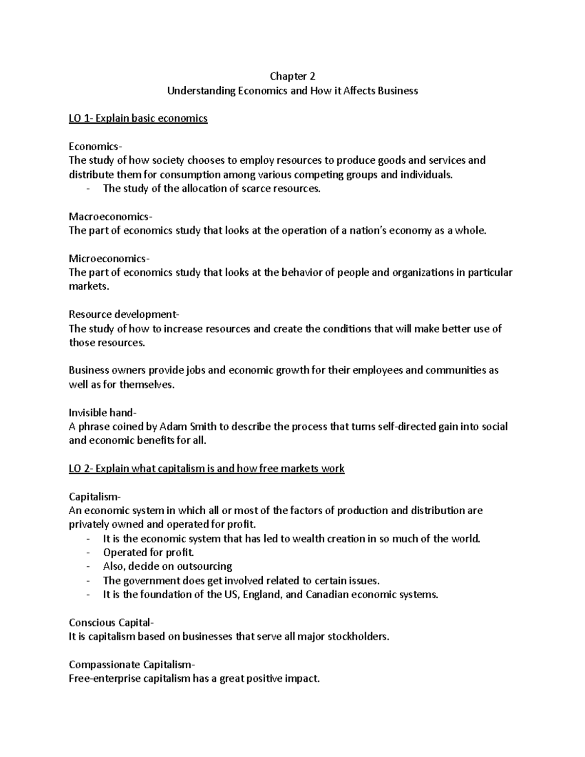 Chapter 2 - Understanding Business - Chapter 2 Understanding Economics ...