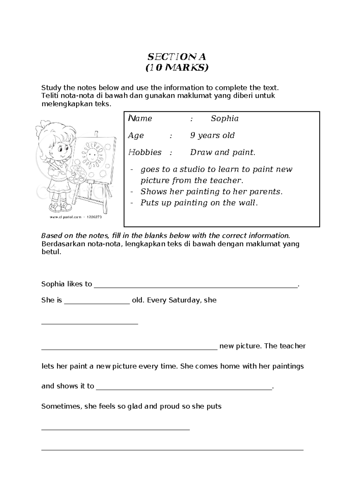 Ujian 1 English YEAR 3- Paper 2 - SECTION A (10 MARKS) Study the notes ...