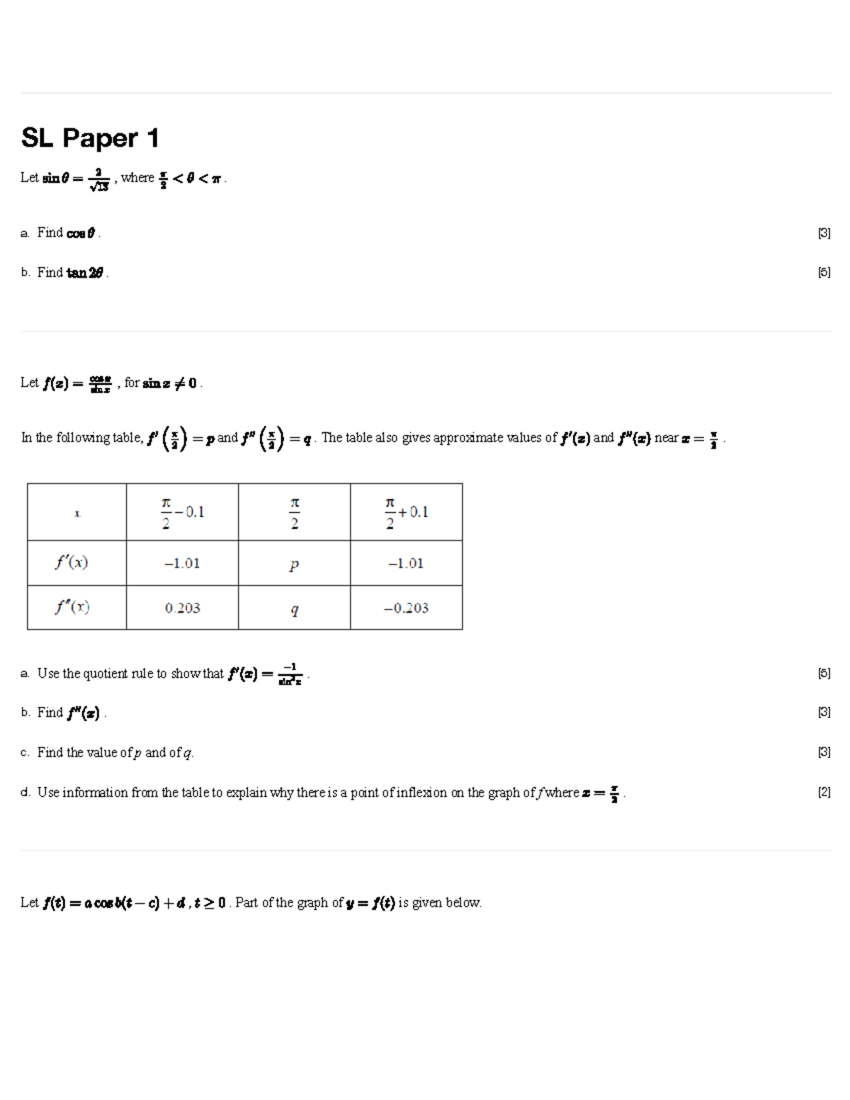 SL-paper 1 - standard level non-calculator paper - SL Paper 1 Let ...