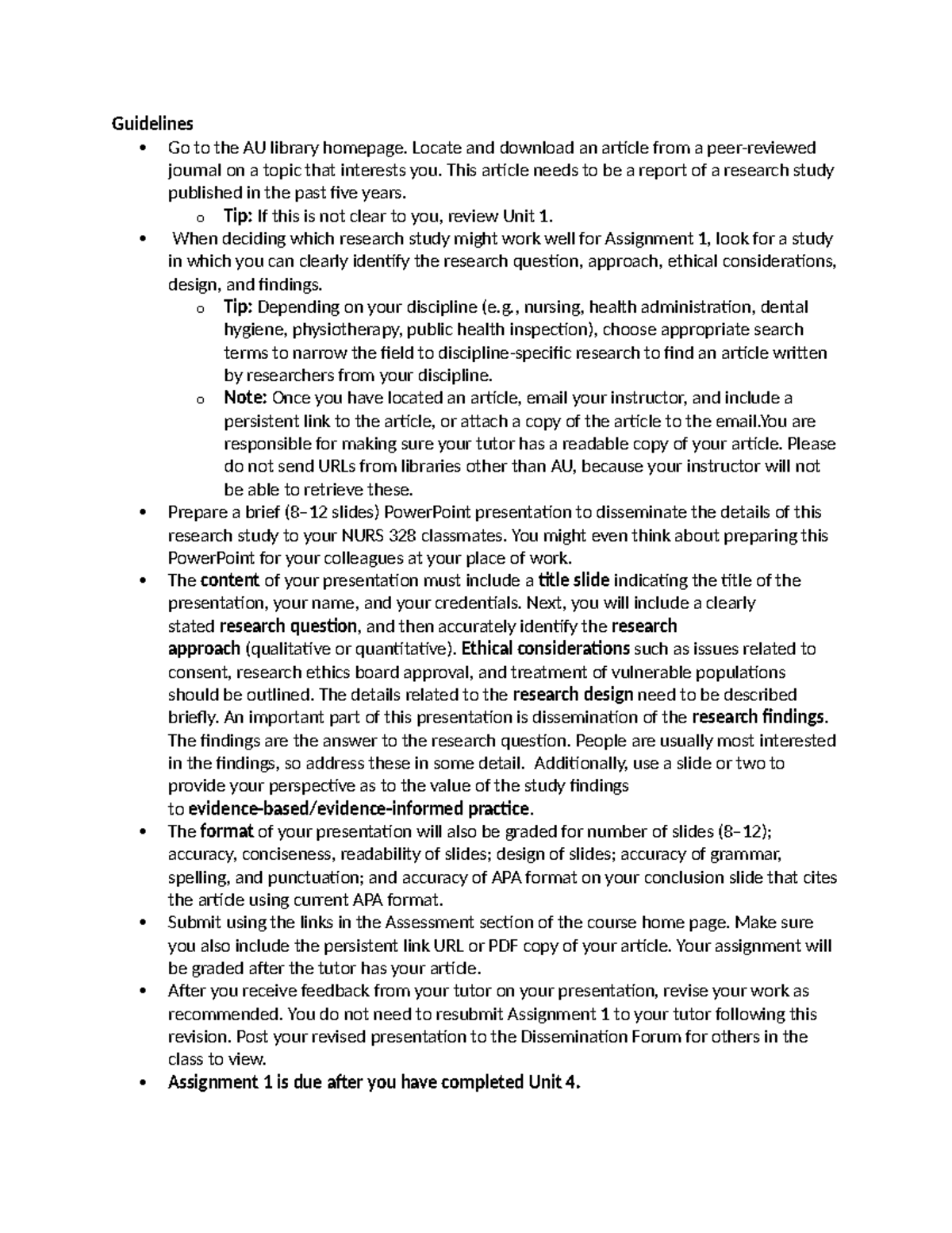 Assign 1 nusr 238 - Guidelines Go to the AU library homepage. Locate ...