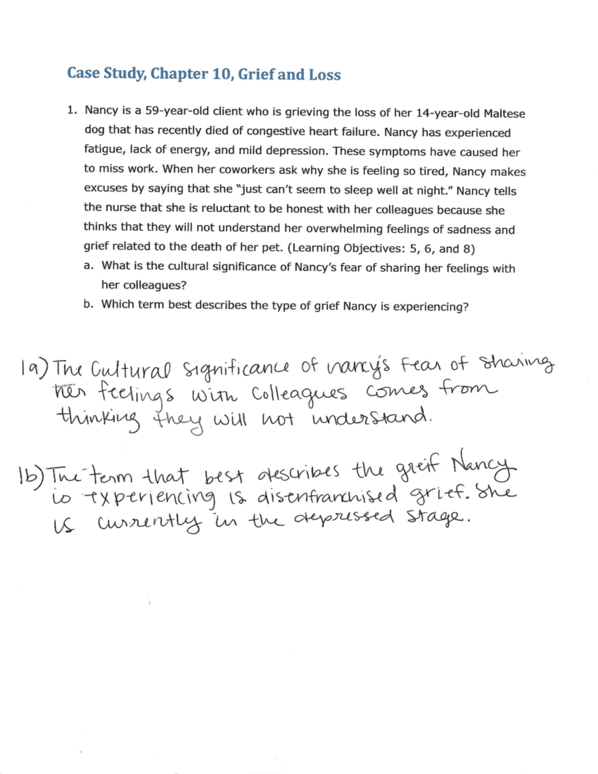 Mental Health Case Study Chapter 10 - NSRG 126 - Studocu