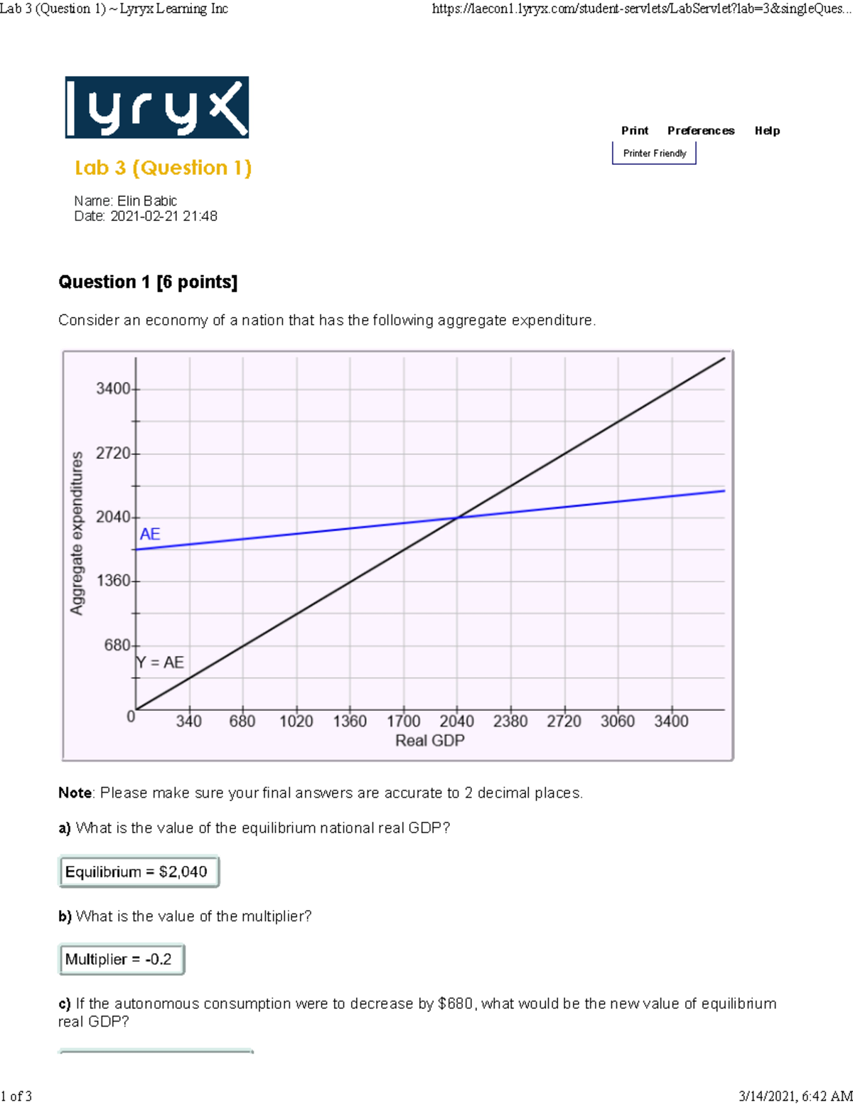 Lab 3 (Question 1) Lyryx - Print Preferences Help Lab 3 (Question 1 ...