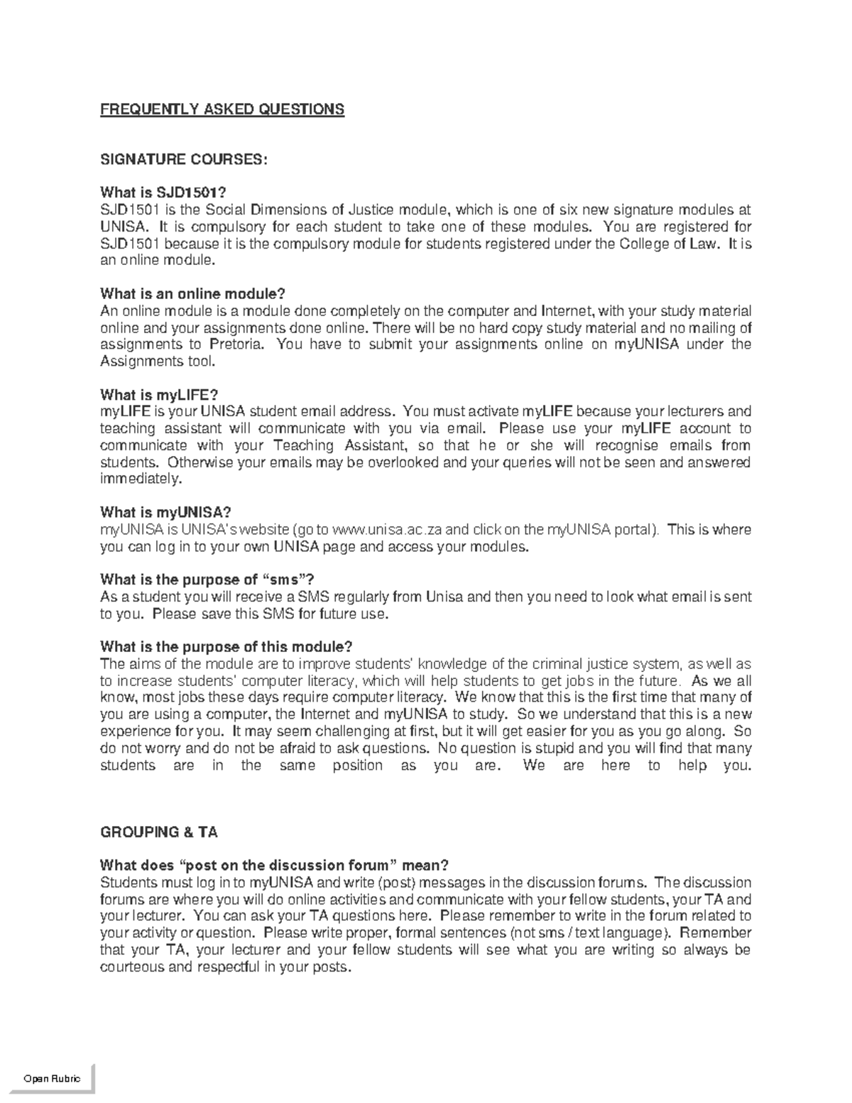 Frequently Asked Questions for a course - FREQUENTLY ASKED QUESTIONS ...