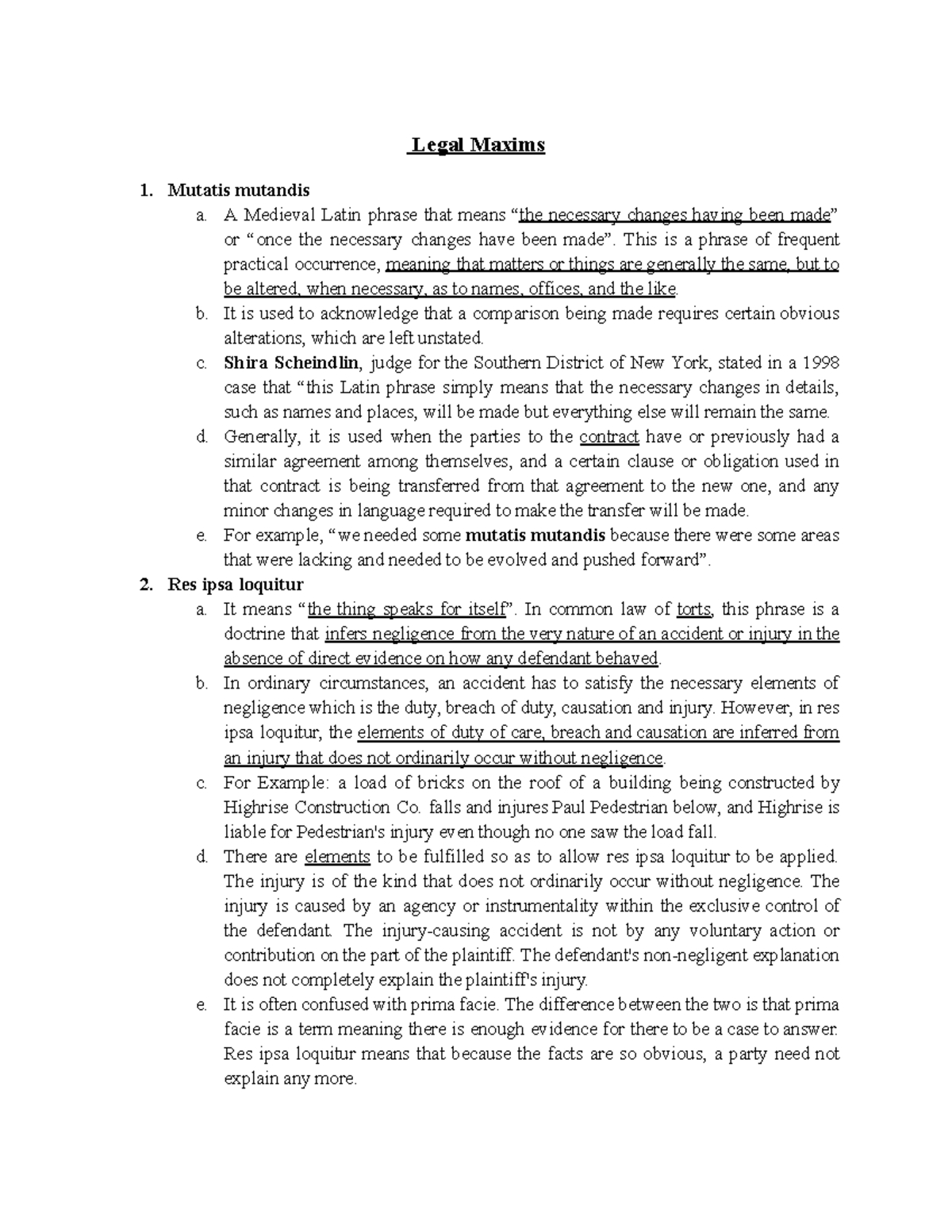 Legal Latin Maxims - Legal Maxims Mutatis mutandis a. A Medieval Latin ...