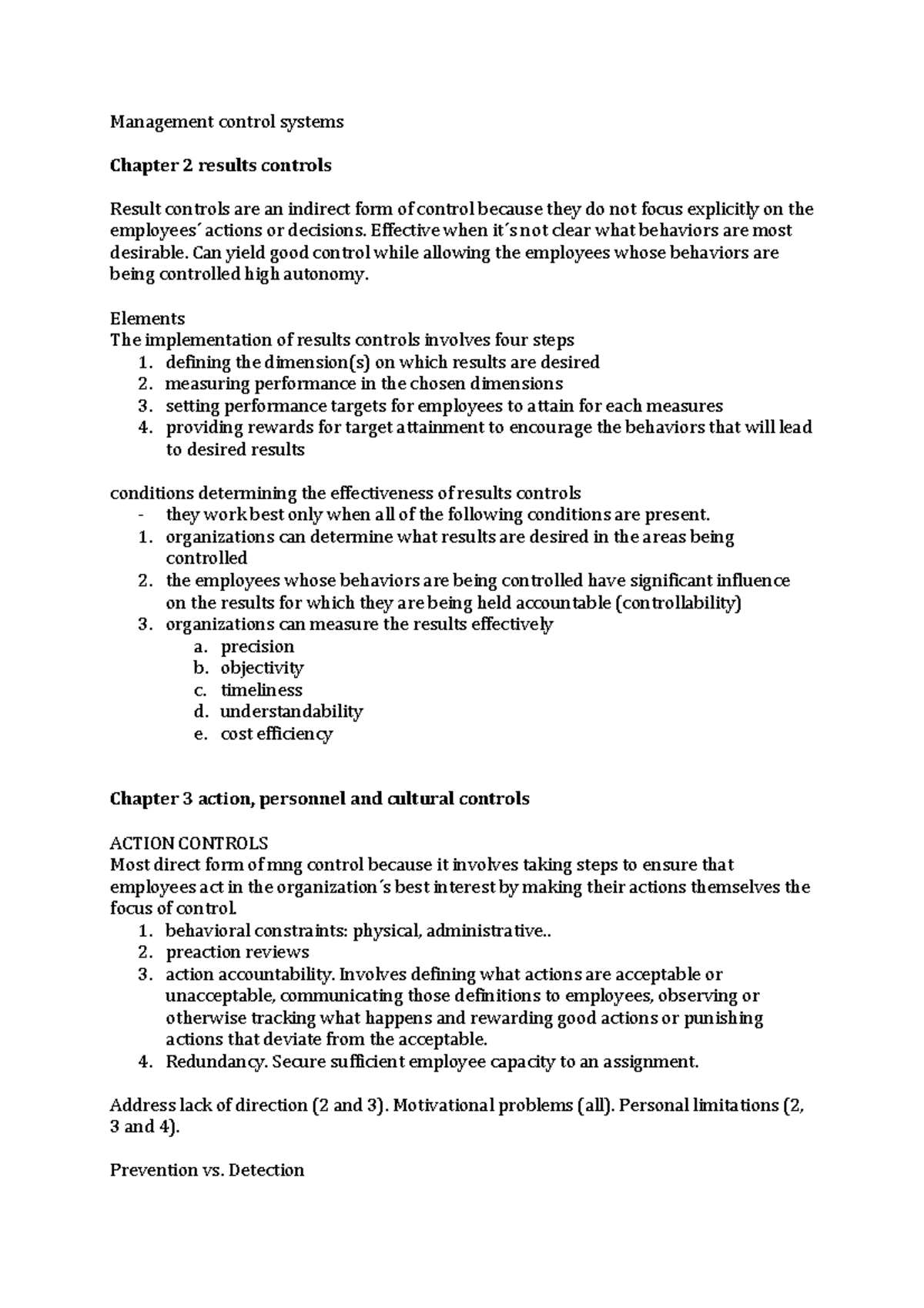 Brief Summary Management Control, Chapter 1-16 (6314M0032Y ...