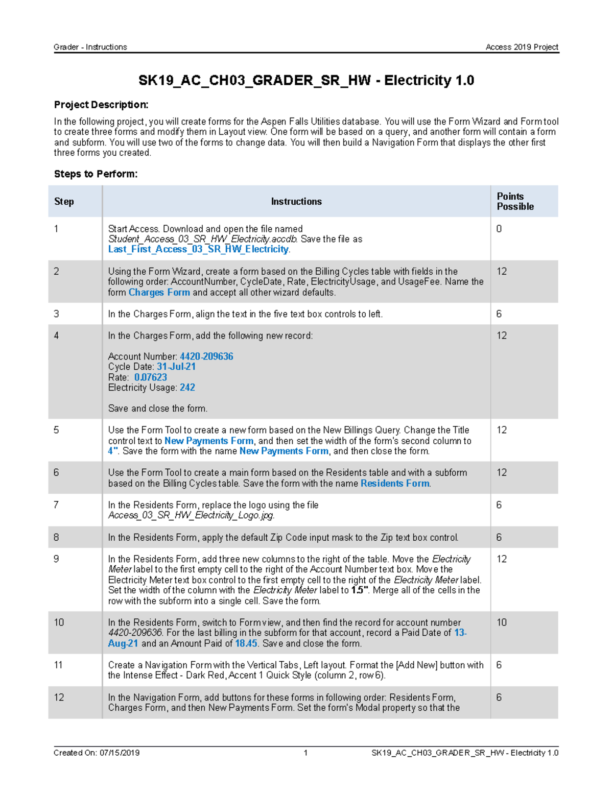 SK19 AC CH03 Grader SR HW Instructions - Grader - Instructions Access 2019 Project - Studocu