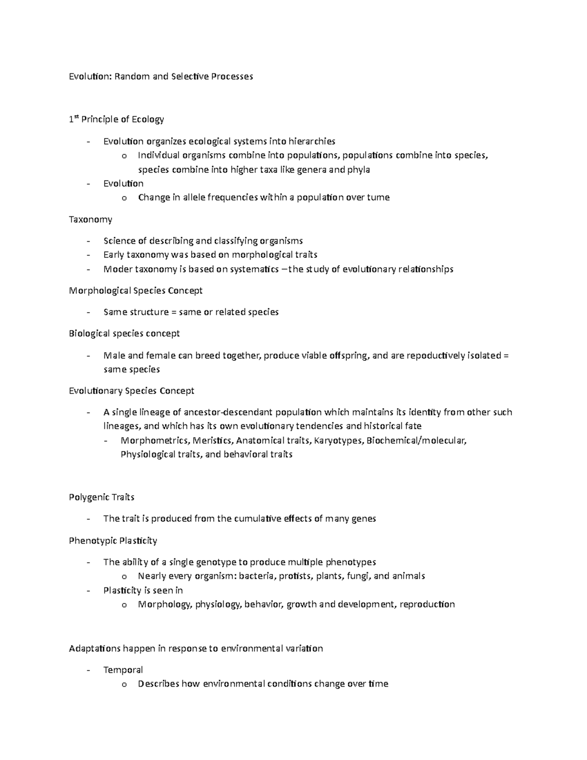 NRES 220 - Evolution - Random and Selective Processes - Evolution: Random and Selective ...