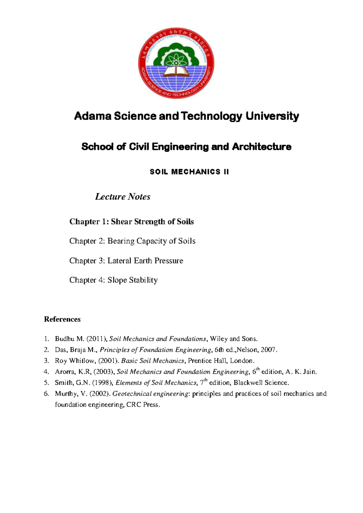 1-Shear Strength of Soil - Adama Science and Technology University ...