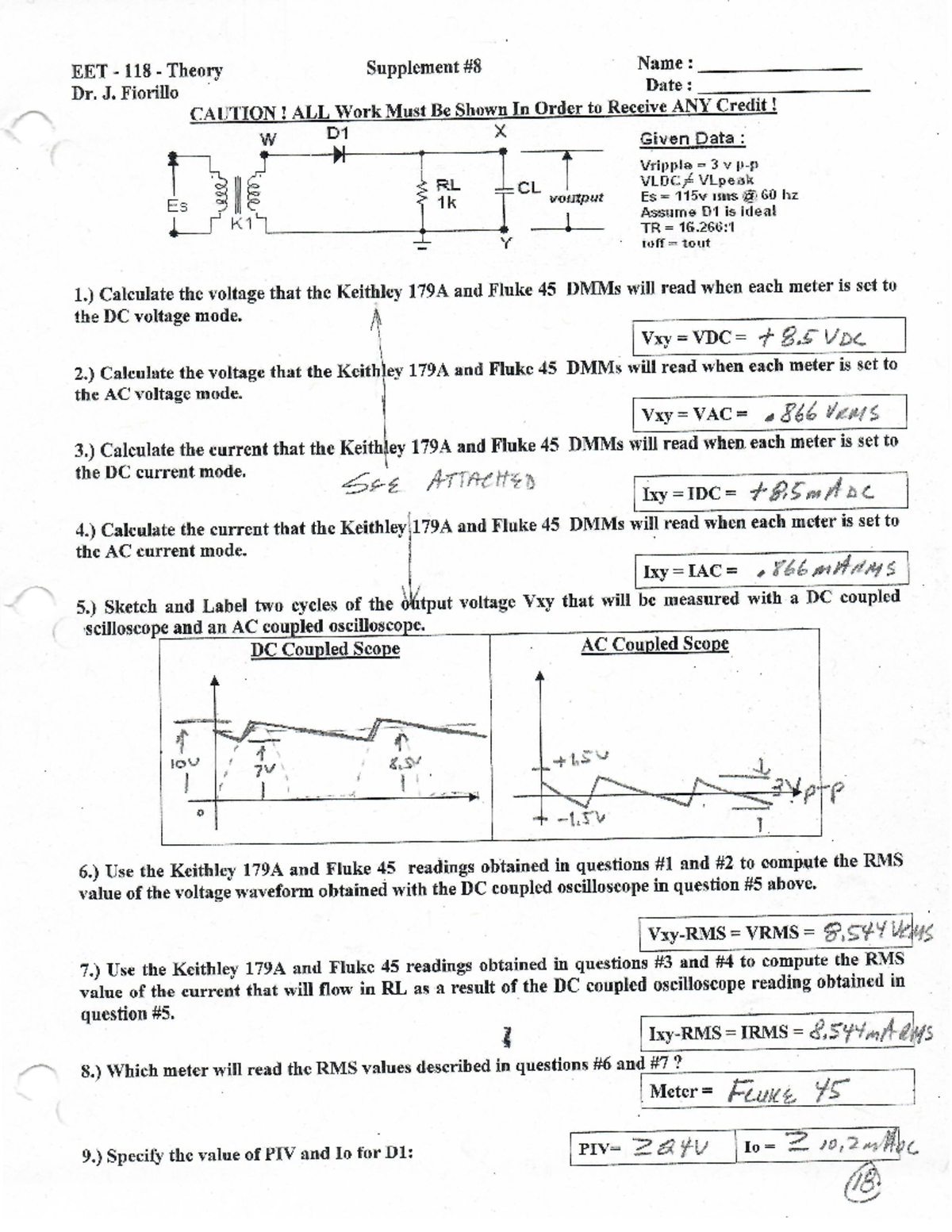 8 Ans - textbook exercise problem 8-part B. - EET 118T - Studocu