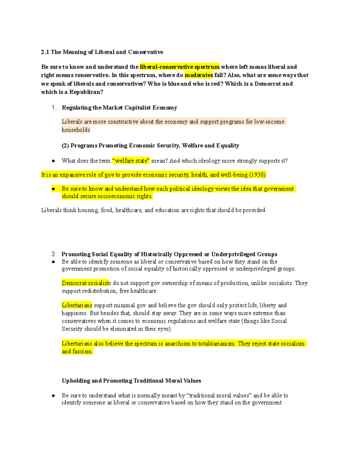 American Government study guide - 2 The Meaning of Liberal and ...