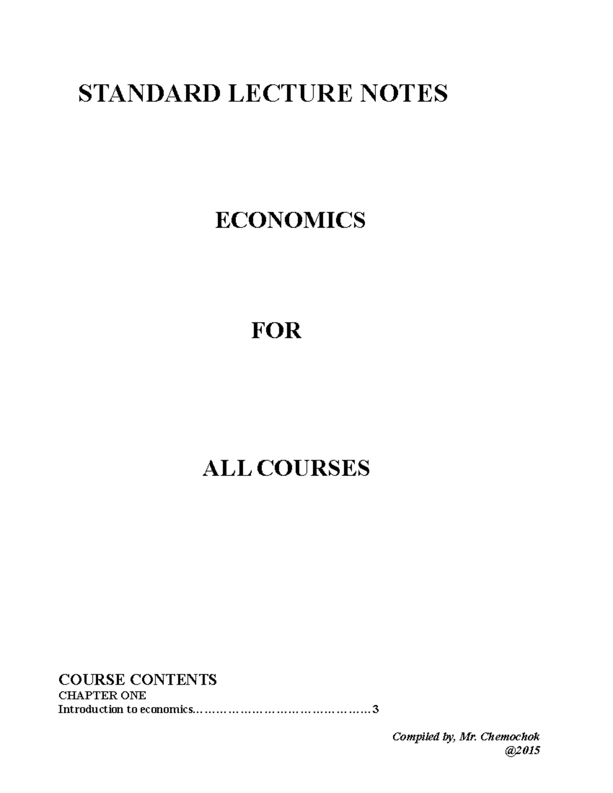 Economics - STANDARD LECTURE NOTES ECONOMICS FOR ALL COURSES COURSE ...