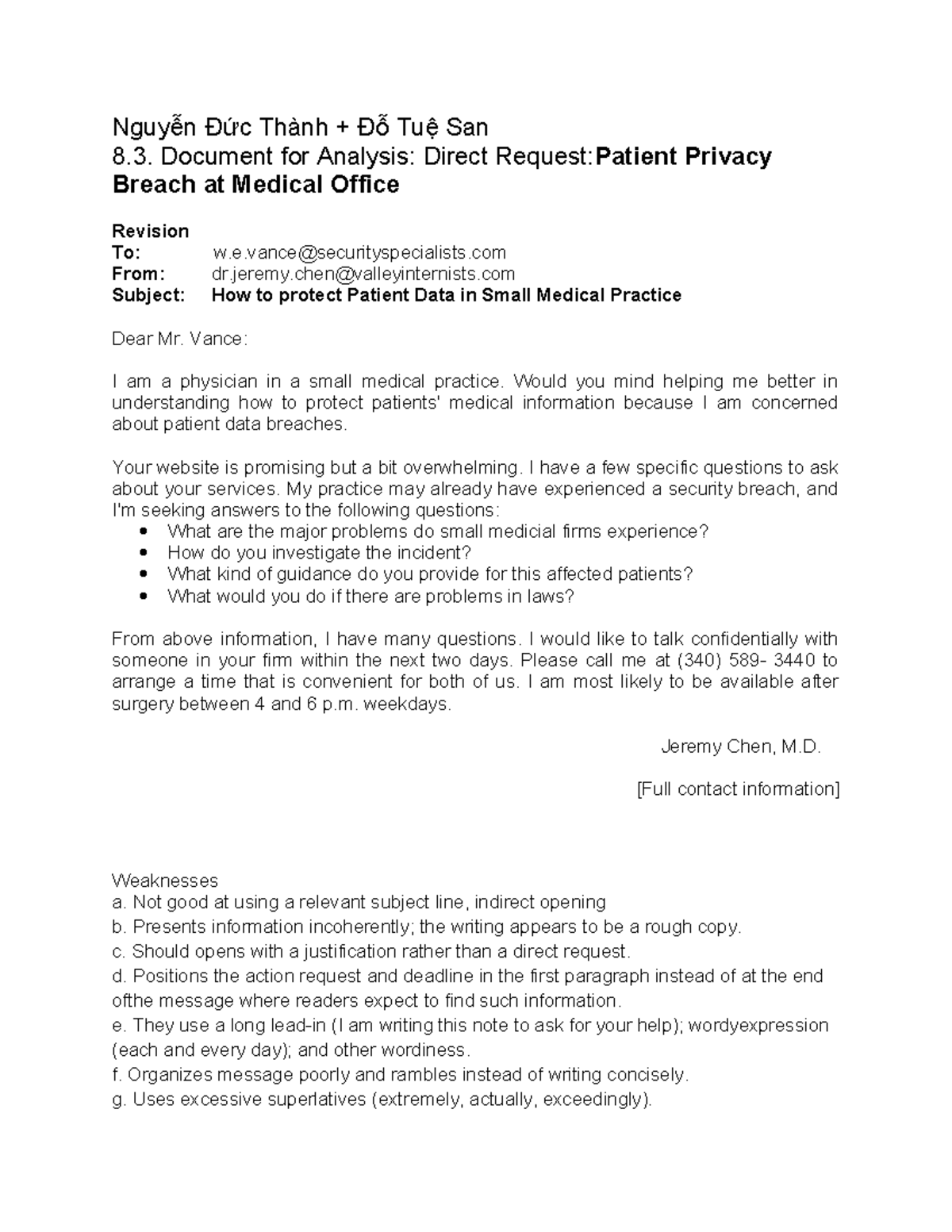 Email transciprt - Nguyễn Đức Thành + Đỗ Tuệ San 8. Document for ...