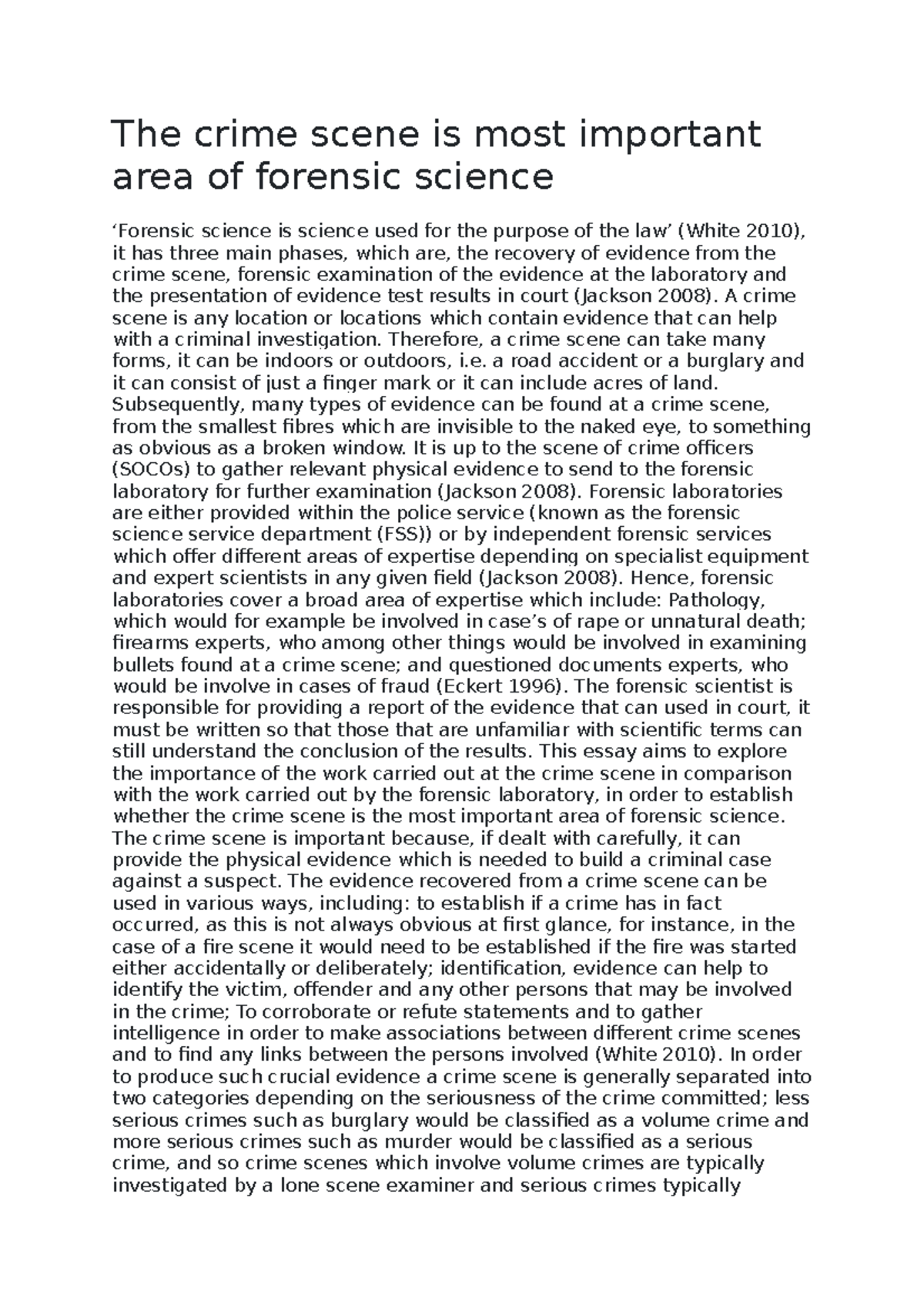 The crime scene is most important area of forensic science - The crime ...