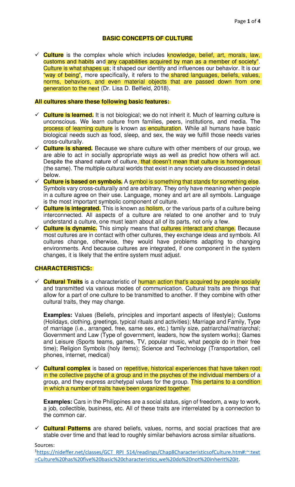 Basic Concepts of Culture - Sources: 1 - Studocu