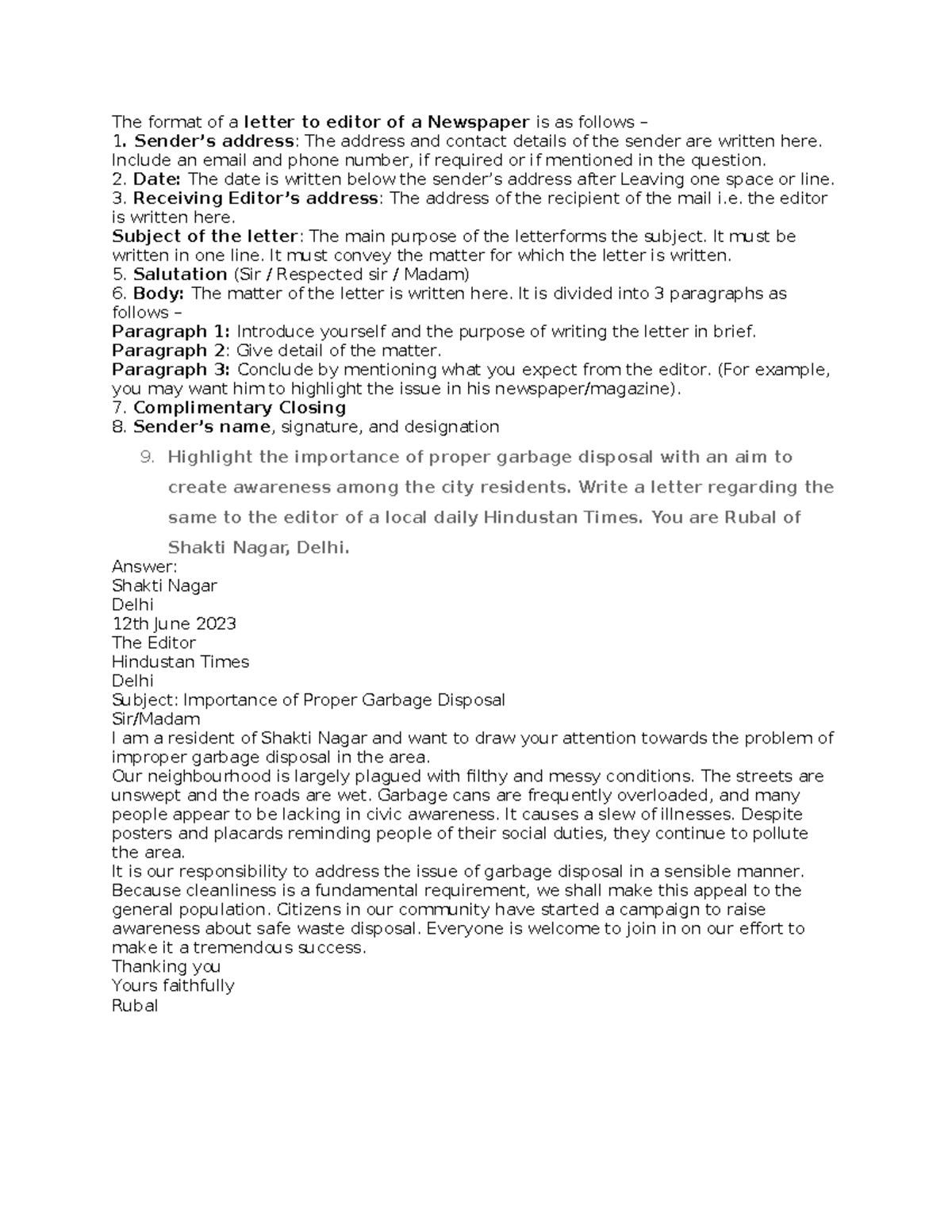 XII ENG NFR Letter TO Editor - The format of a letter to editor of a ...