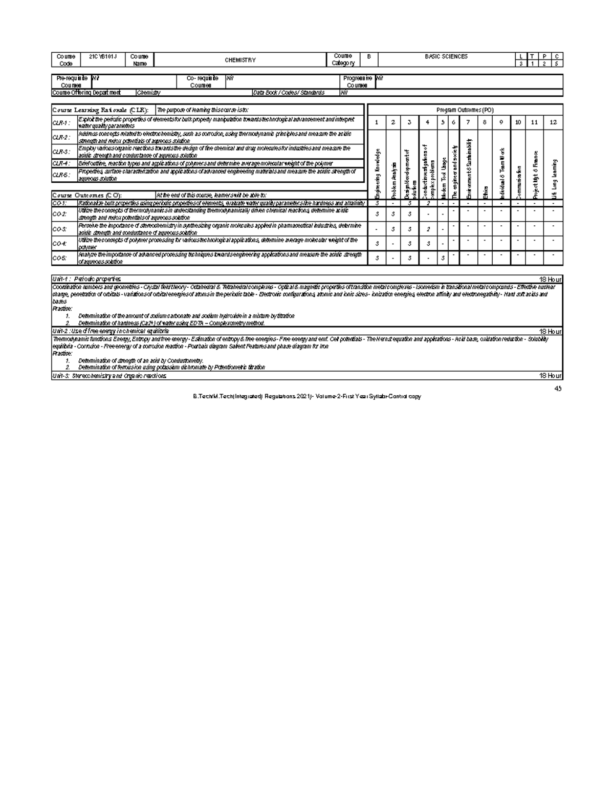 Firstyear syllabus-BTech 2021 - 45 B.Tech/M(Integrated) Regulations ...
