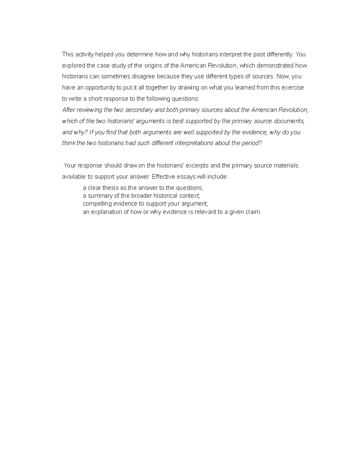 Chapter 2 Thinking Like a Historian Short Answer Prompt-2 - This ...