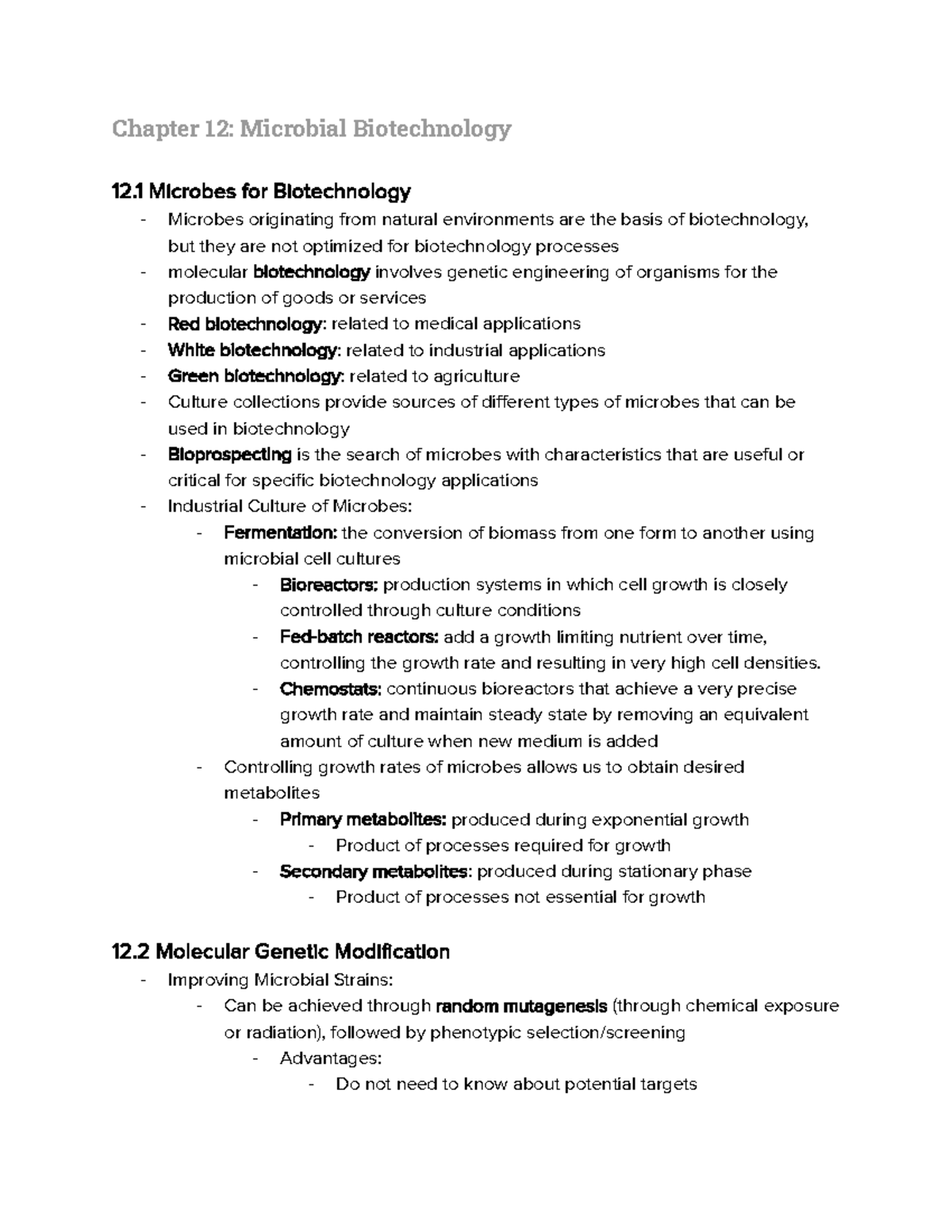 Module 8 Notes - Chapter 12: Microbial Biotechnology 12. 1 Microbes for ...