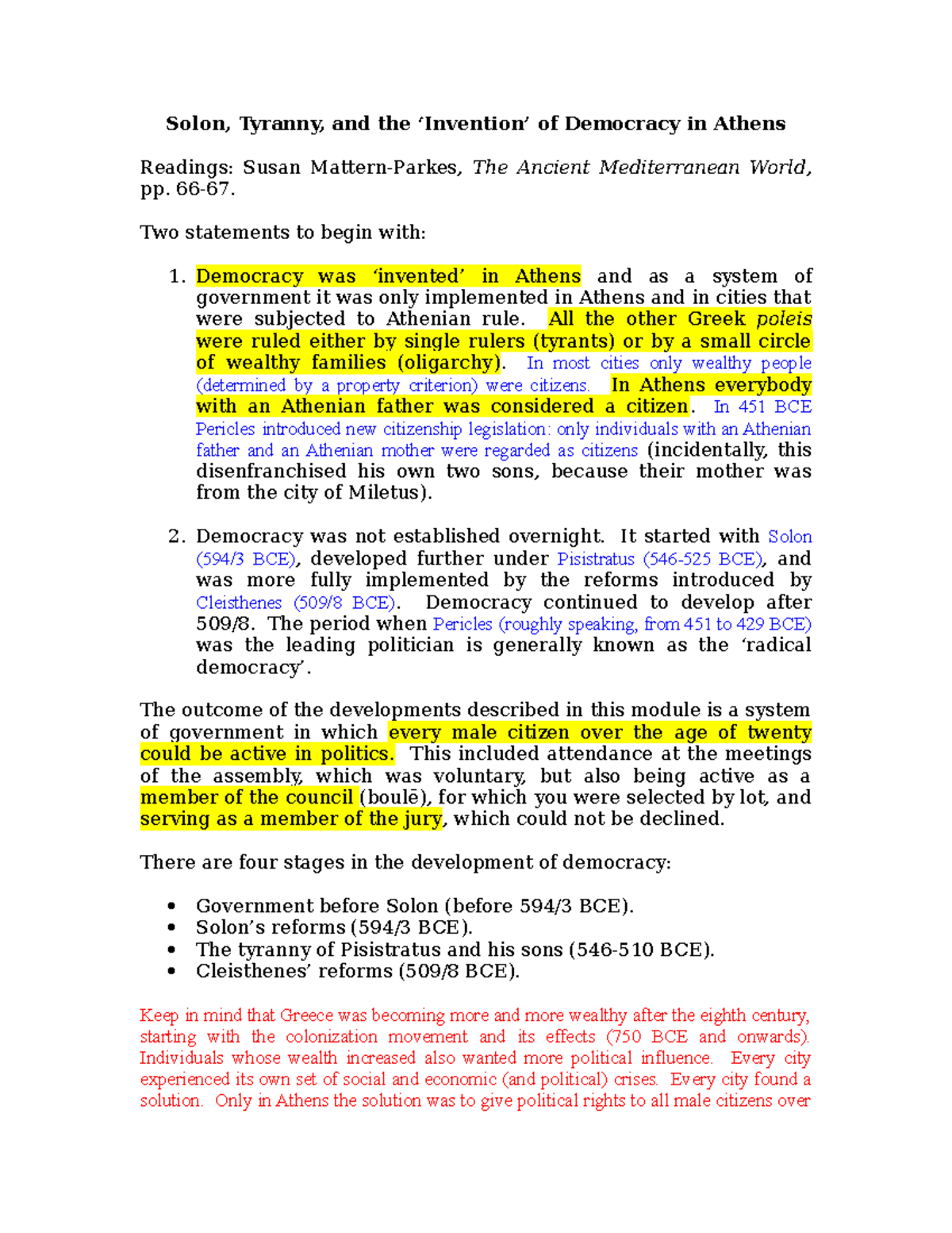 Module 6Tyranny Democracy Athens - Solon, Tyranny, and the ‘Invention ...