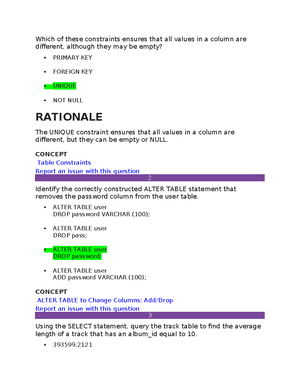 Introduction to Relational Databases CS1011 (SOPH-0047) Sophia Milestone 1 UNIT 1 - 34/36 that's ...