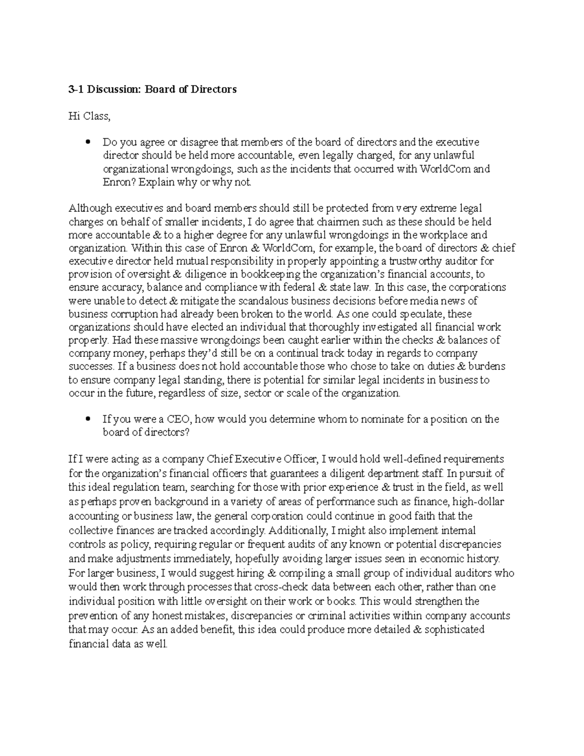 3-1 Discussion Board of Directors - Although executives and board ...