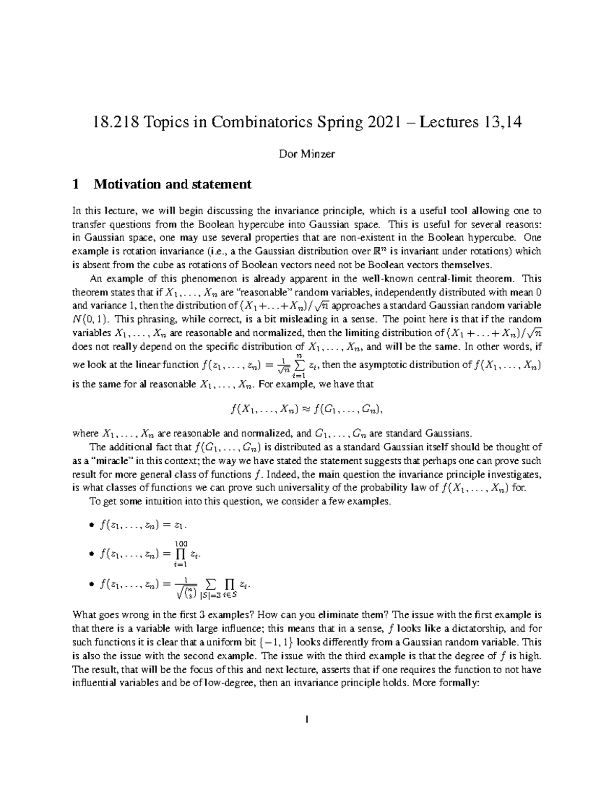Topics In Combinatorics Lecture 13 18topicsincombinatoricsspring2021lectures1314 Dorminzer 1
