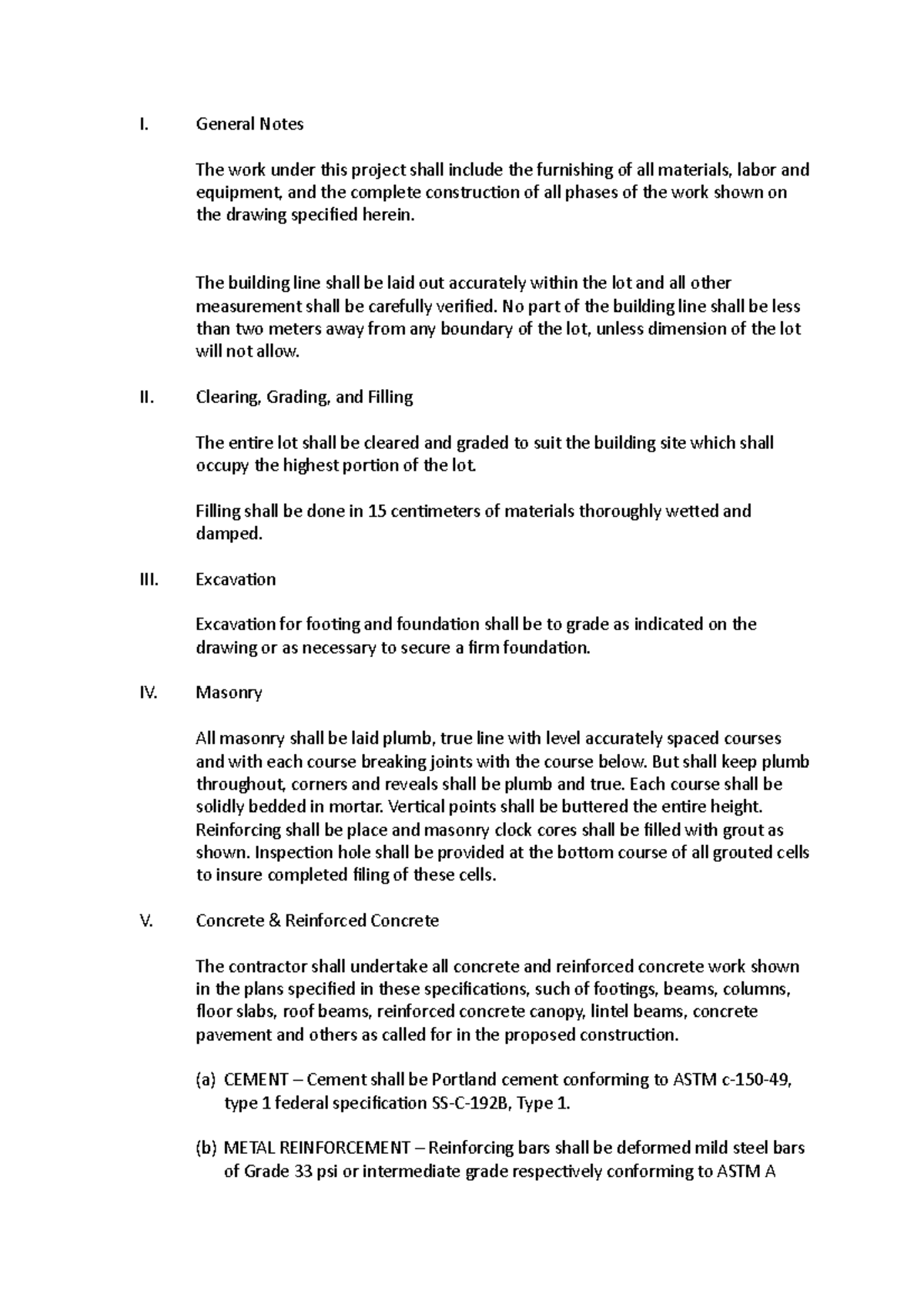 General Notes - I. General Notes The work under this project shall ...