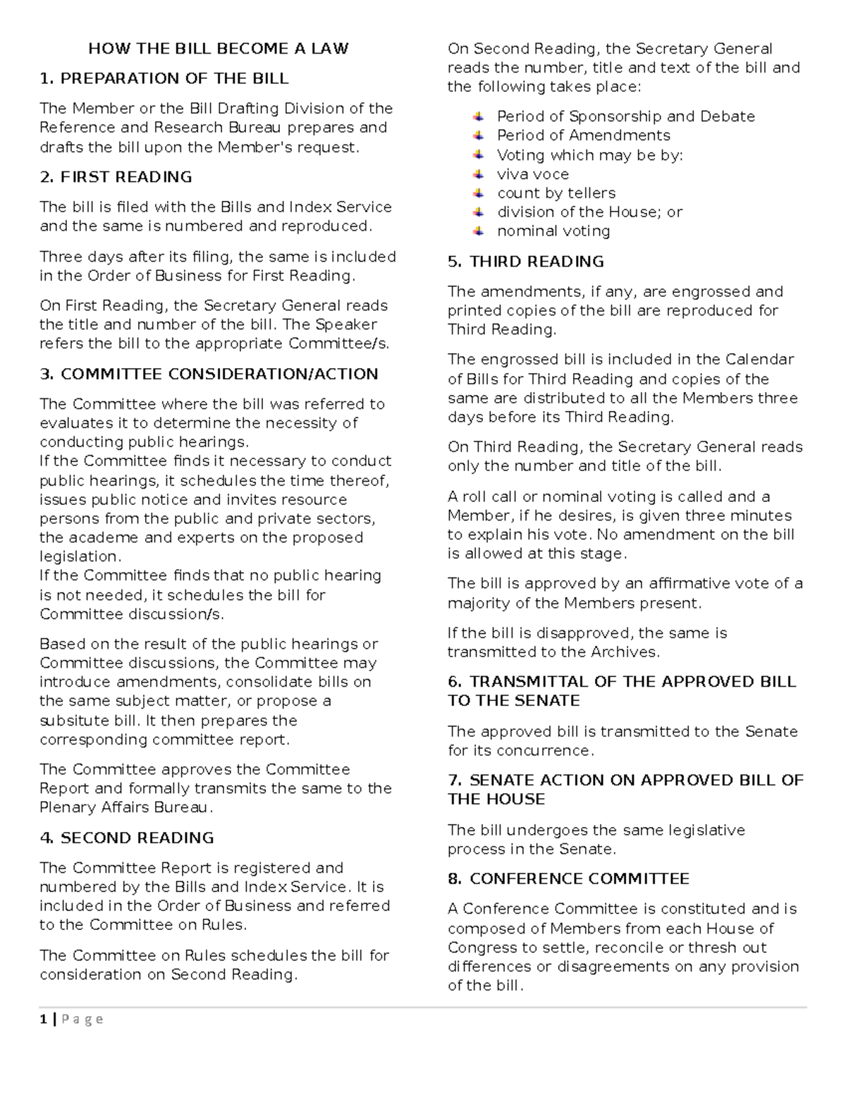 HOW THE BILL Become A LAW - HOW THE BILL BECOME A LAW 1. PREPARATION OF ...