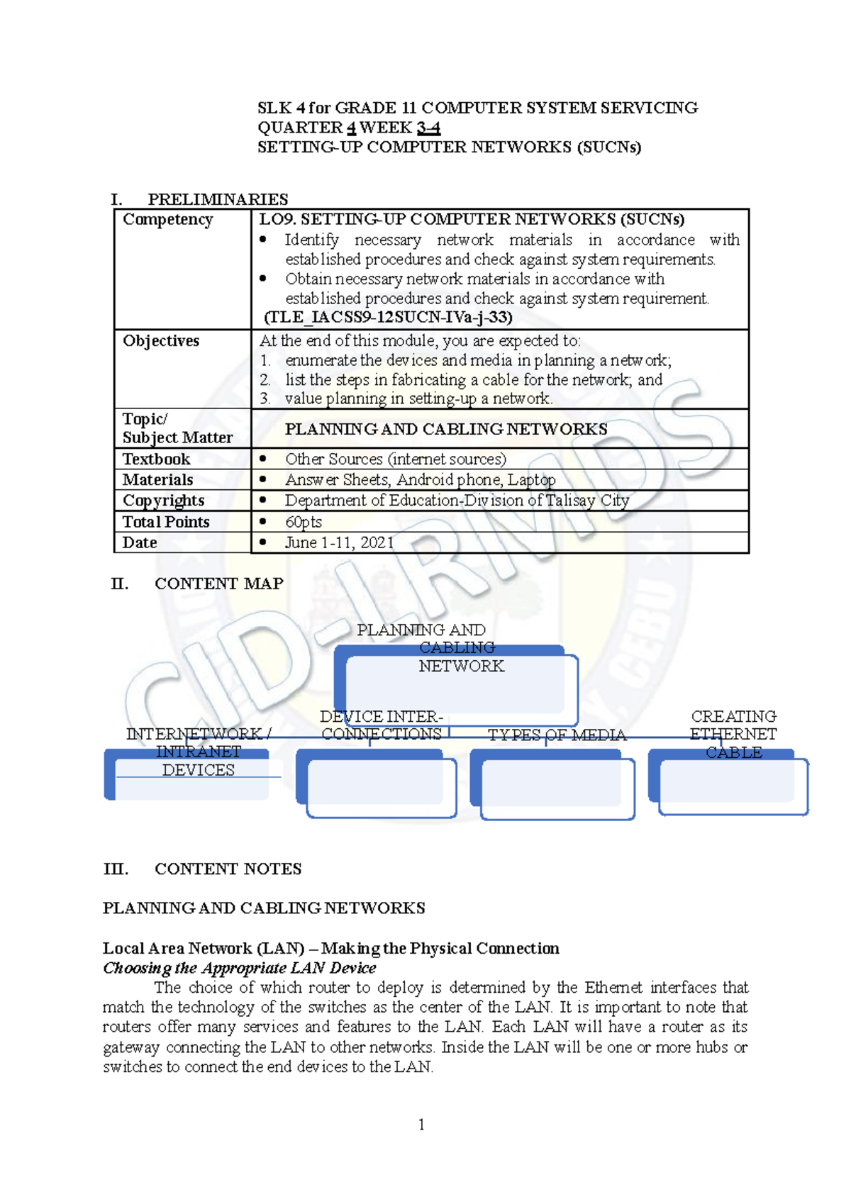 CSS11-Q4 Wk3-4 - 1 SLK 4 for GRADE 11 COMPUTER SYSTEM SERVICING QUARTER 4 WEEK 3- SETTING-UP ...