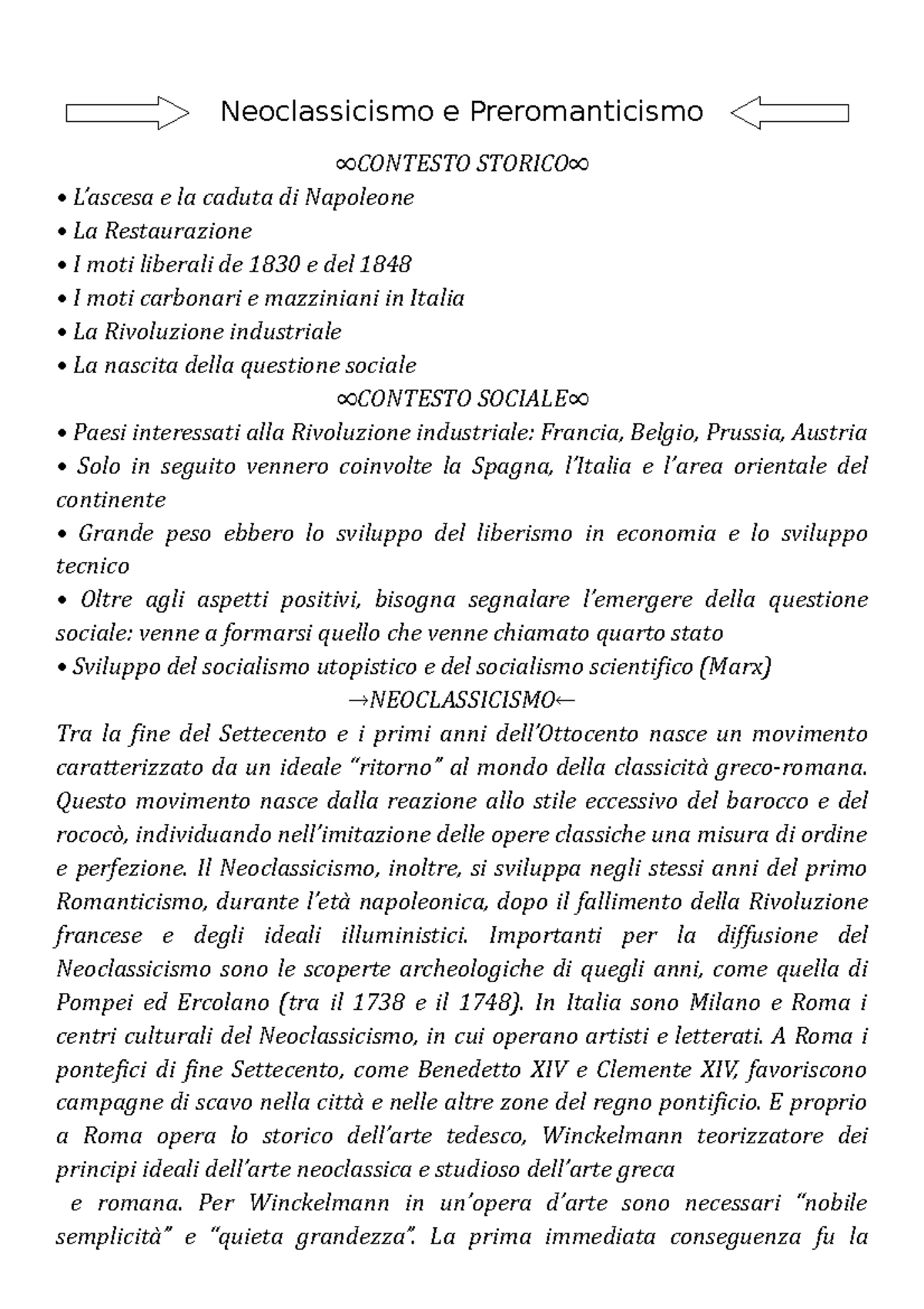 Neoclassicismo e Preromanticismo italiano - Neoclassicismo e ...