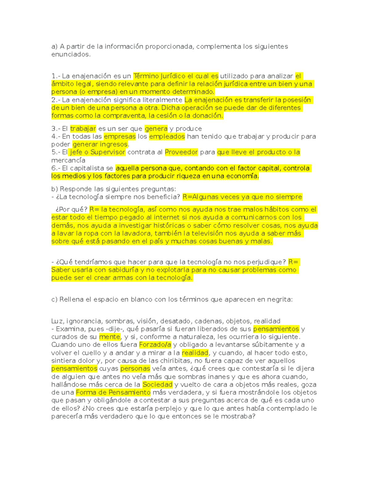 A - fafafaf - a) A partir de la información proporcionada, complementa ...