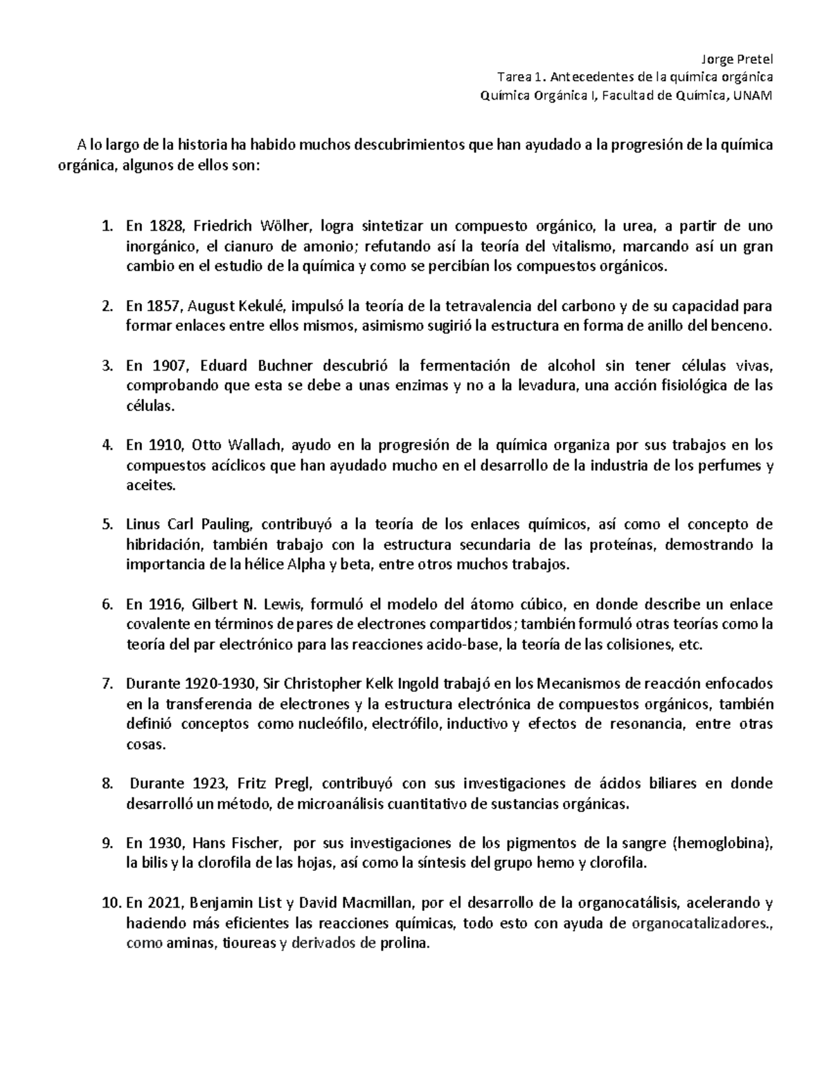 Tarea 1 - Jorge Pretel Tarea 1. Antecedentes de la quÌmica org·nica ...