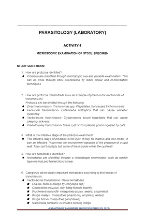 Parasitology- Laboratory Diagnosis FOR Parasite Examination- Medlabsci ...