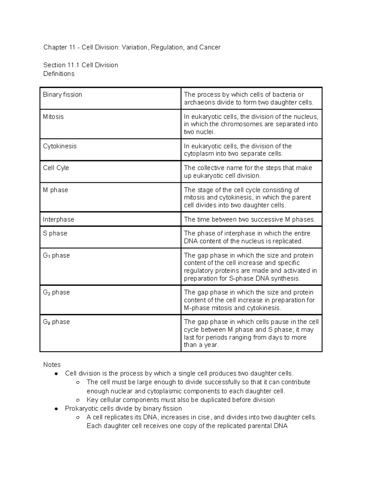 Chapter 11 - Class 15 Cell Division, Variation, Regulation, and Cancer ...