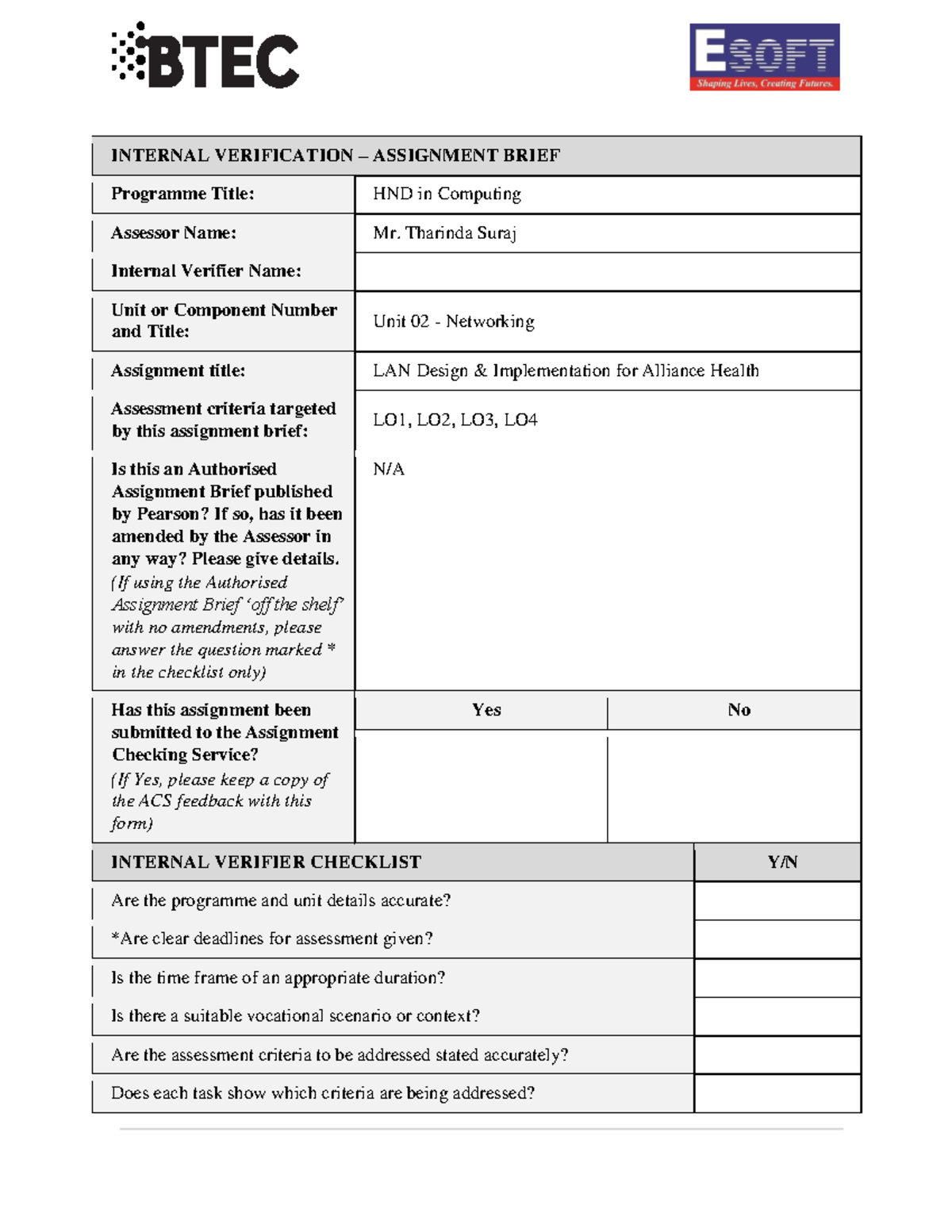 Unit 02 Networking - Final Assignment - INTERNAL VERIFICATION ... Unit 02 Networking - Final Assignment - INTERNAL VERIFICATION ...