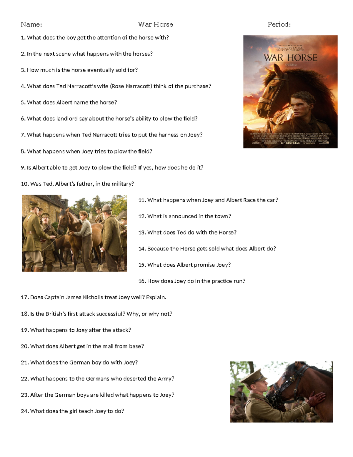 Yureymi Ramirez Velasquez - War Horse Movie Guide & Key - Name: War ...