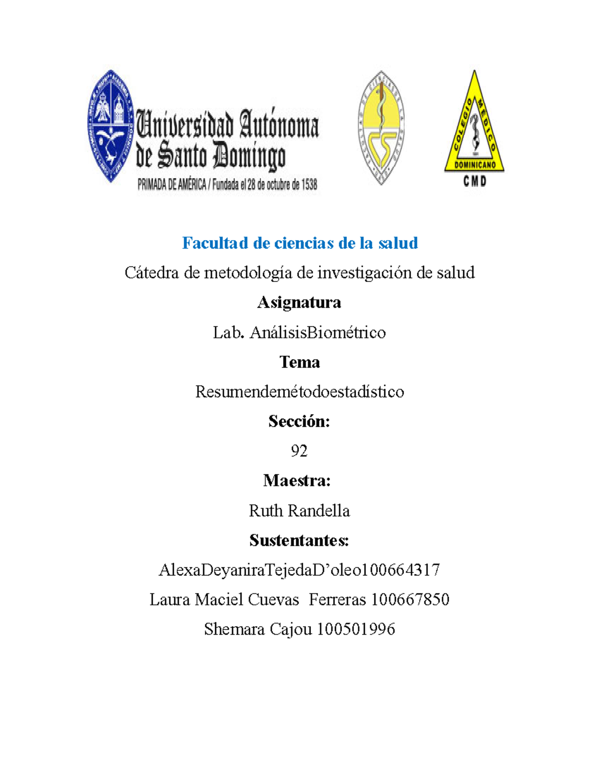 Copia de Documento (106) 2 - Facultad de ciencias de la salud Cátedra ...