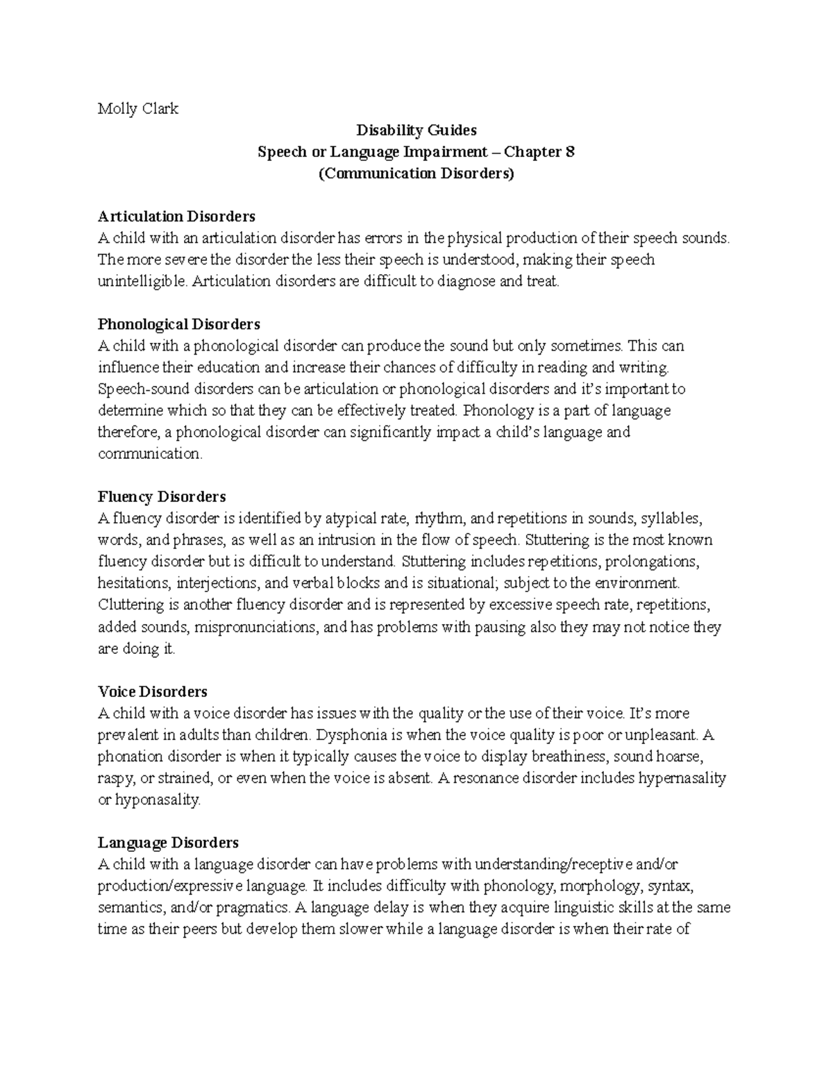 PDF ch.8 Disability Guides - Molly Clark Disability Guides Speech or ...