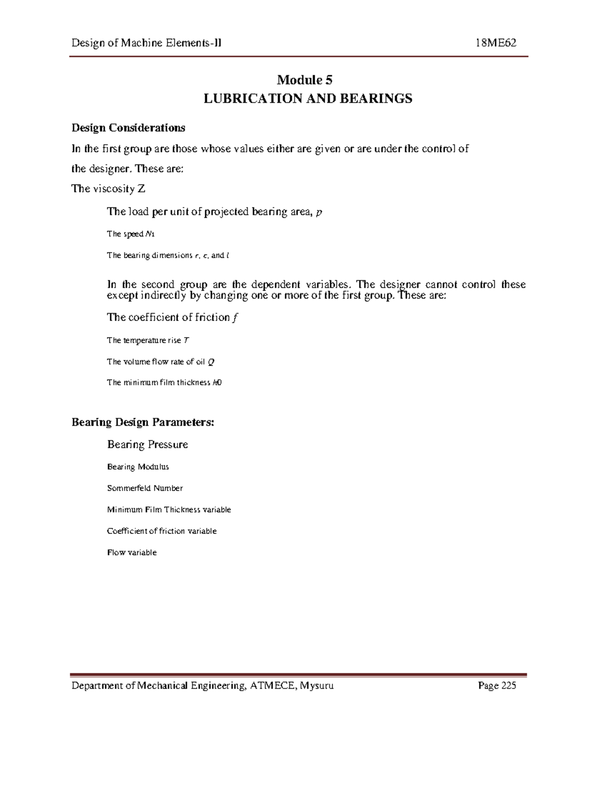 Machine Tool Design Module 5 Module 5 Lubrication And Bearings Design Considerations In The 6284